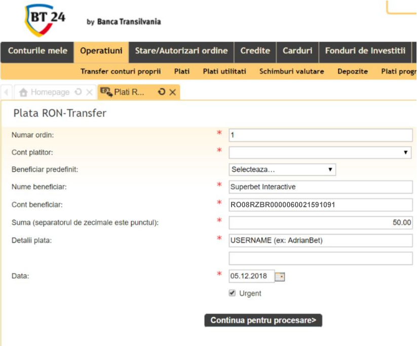 Depunere prin Transfer bancar – Superbet Suport – Întrebări frecvente ...